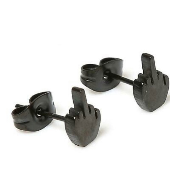 Jewelry | Stainless Steel Middle Finger Studs | Poshmark